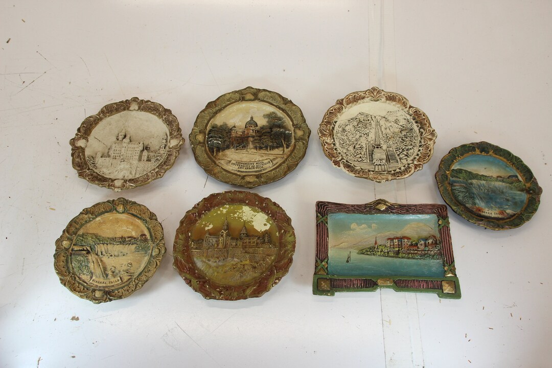Set of 7, Vintage, Josef Strnact, Wall Plaques, Austrian, Plaster Cast ...