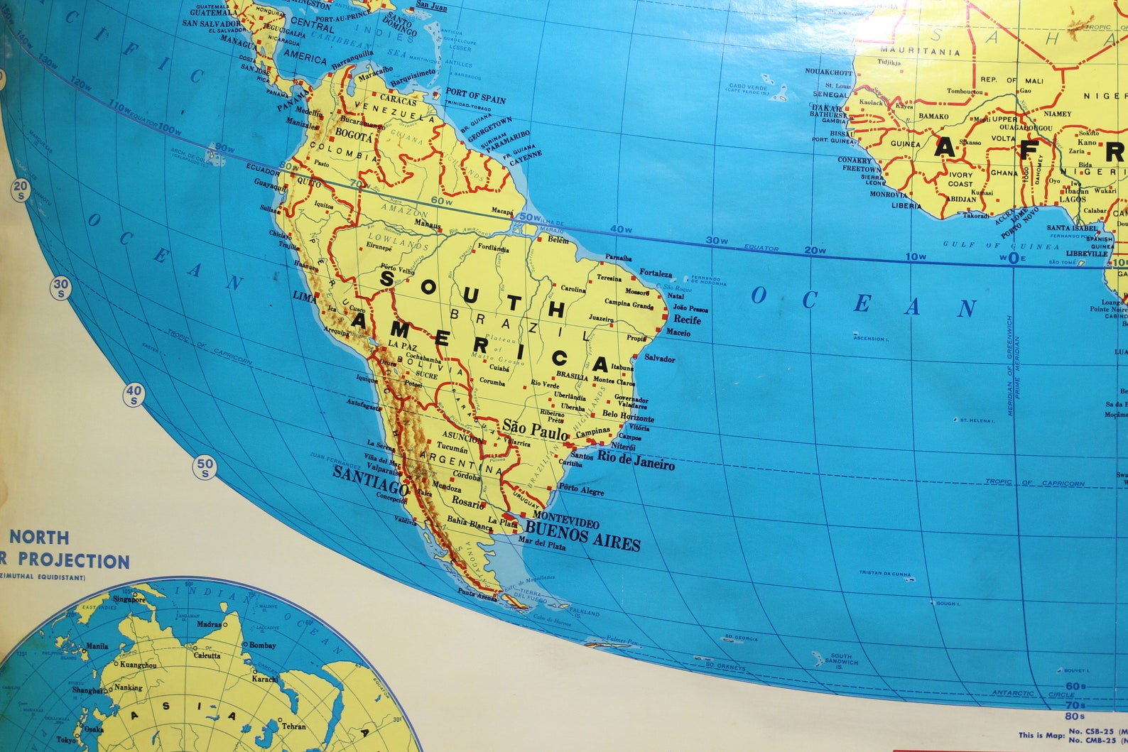 Vintage 1940's Cram Pull Down World Map United States | Etsy