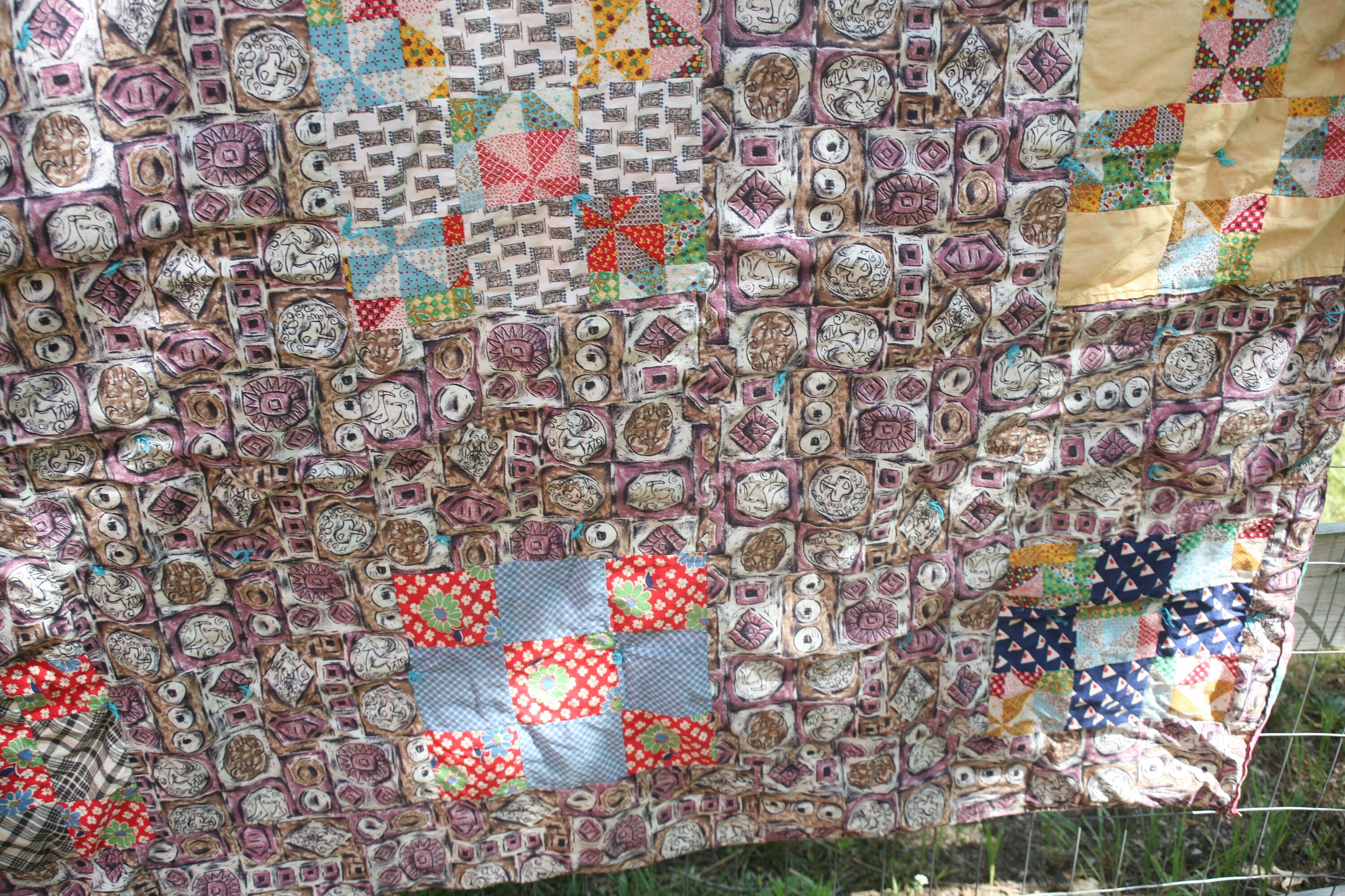 Vintage Patchwork Quilt, 1960s Fabric, Cottage Chic, Summer Cottage ...