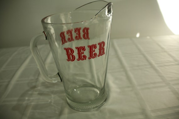 Vintage Beer Pitcher Collectible Glass Barware Bar Ware | Etsy