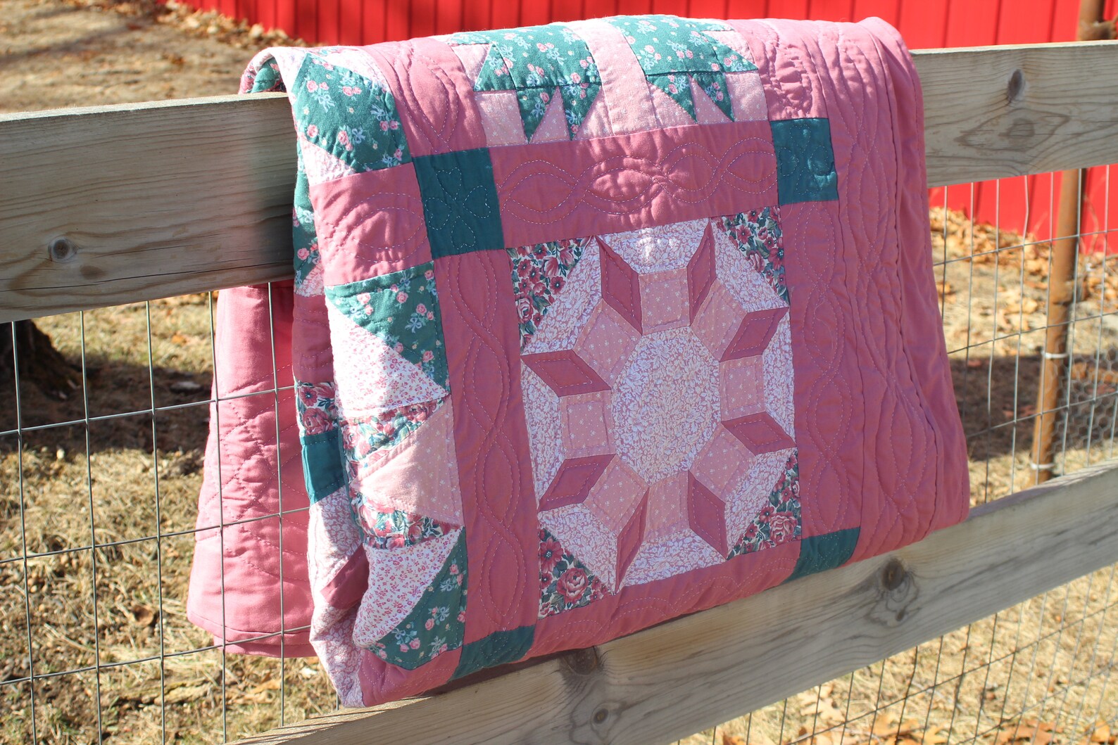 Vintage Hand-sewn Patchwork Quilt 1990s Pink and Green - Etsy Sweden