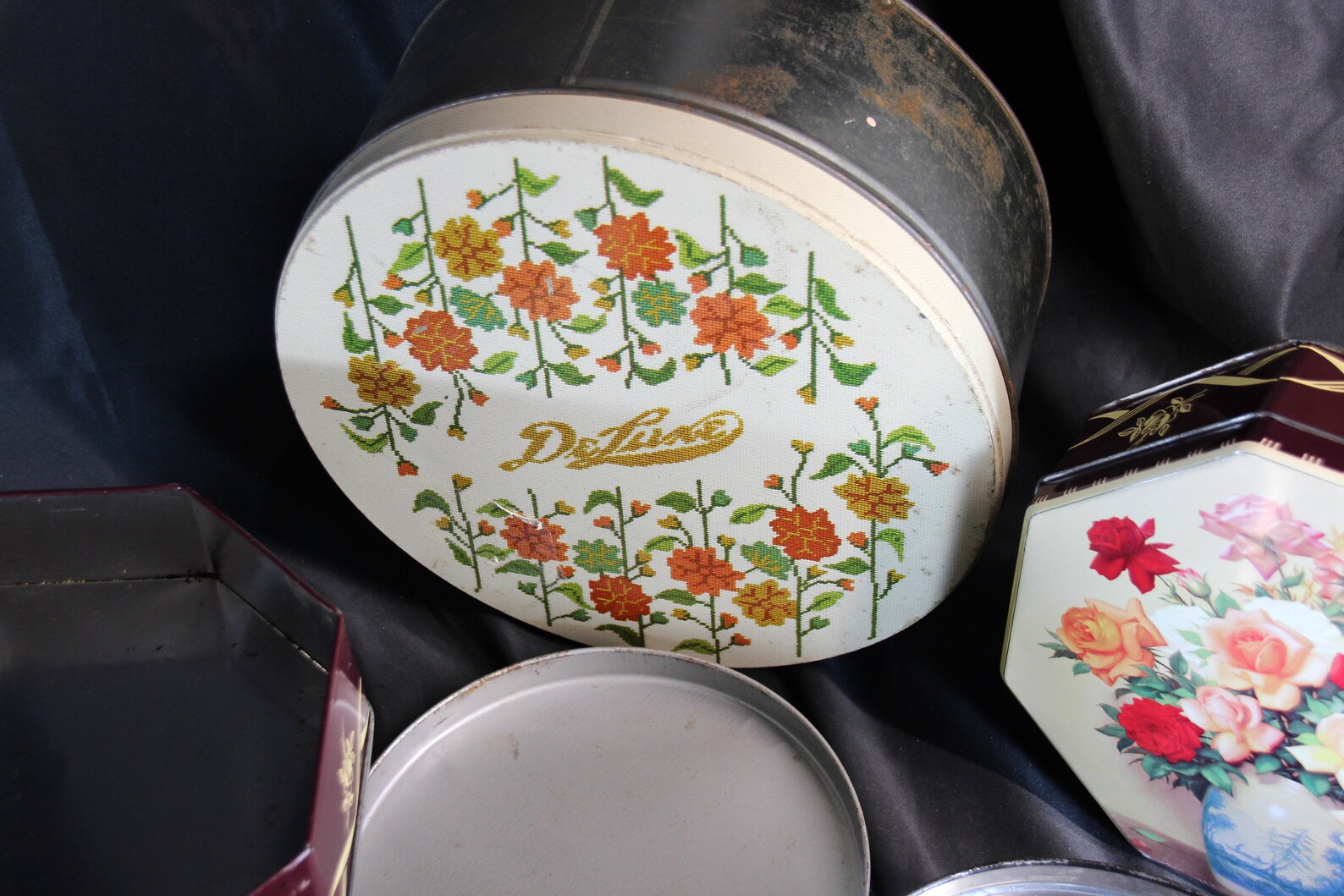 5, Floral Tins, Storage, Vintage Tin, Food Tin, Detailed Tins, Fall ...