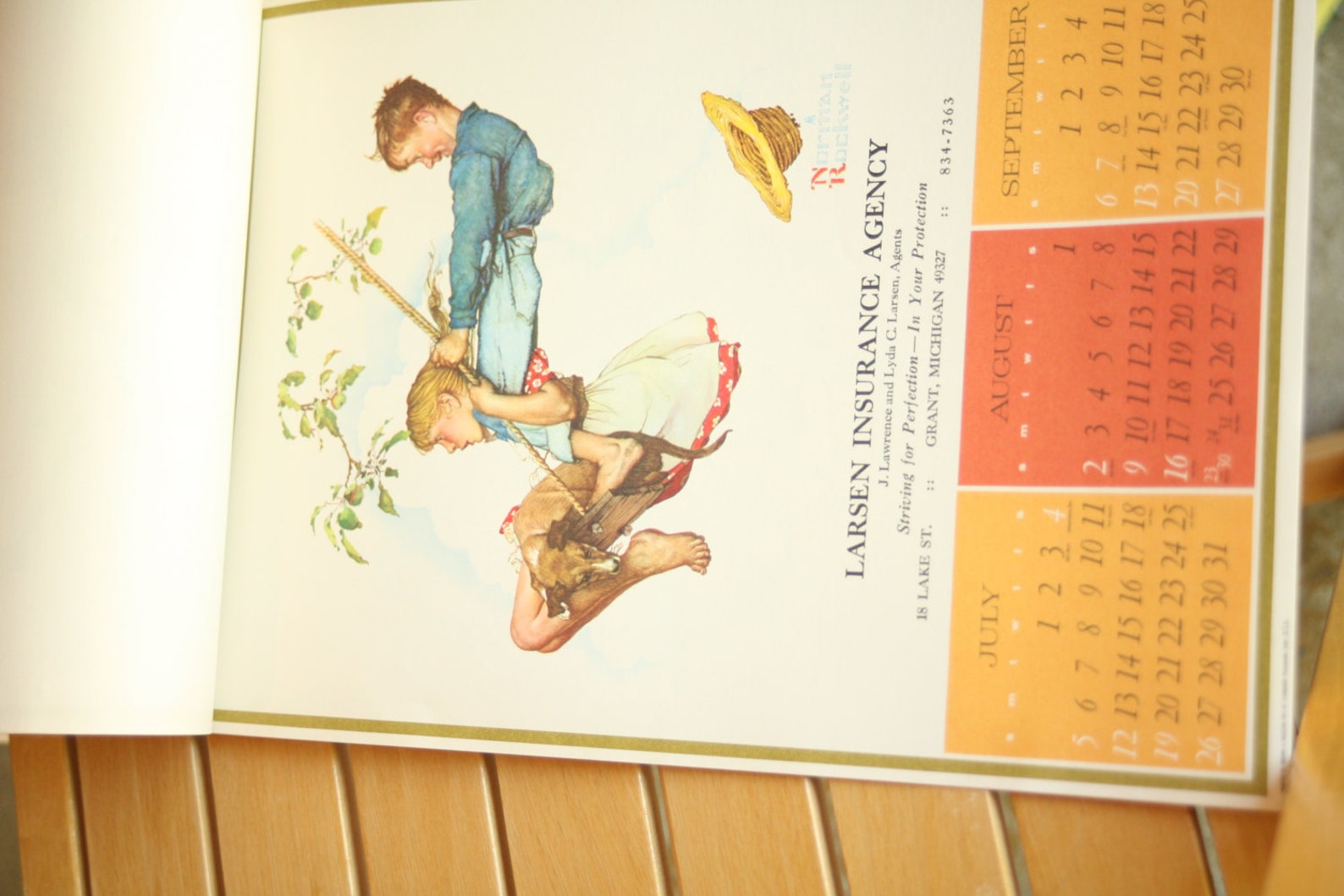 1970s Vintage Advertising Calendar, Norman Rockwell, Four Seasons Pin ...