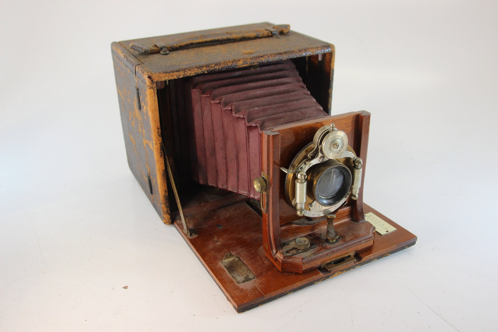 Antique, Unicum Camera, Leather, Wood, Folding Camera, Decorative ...