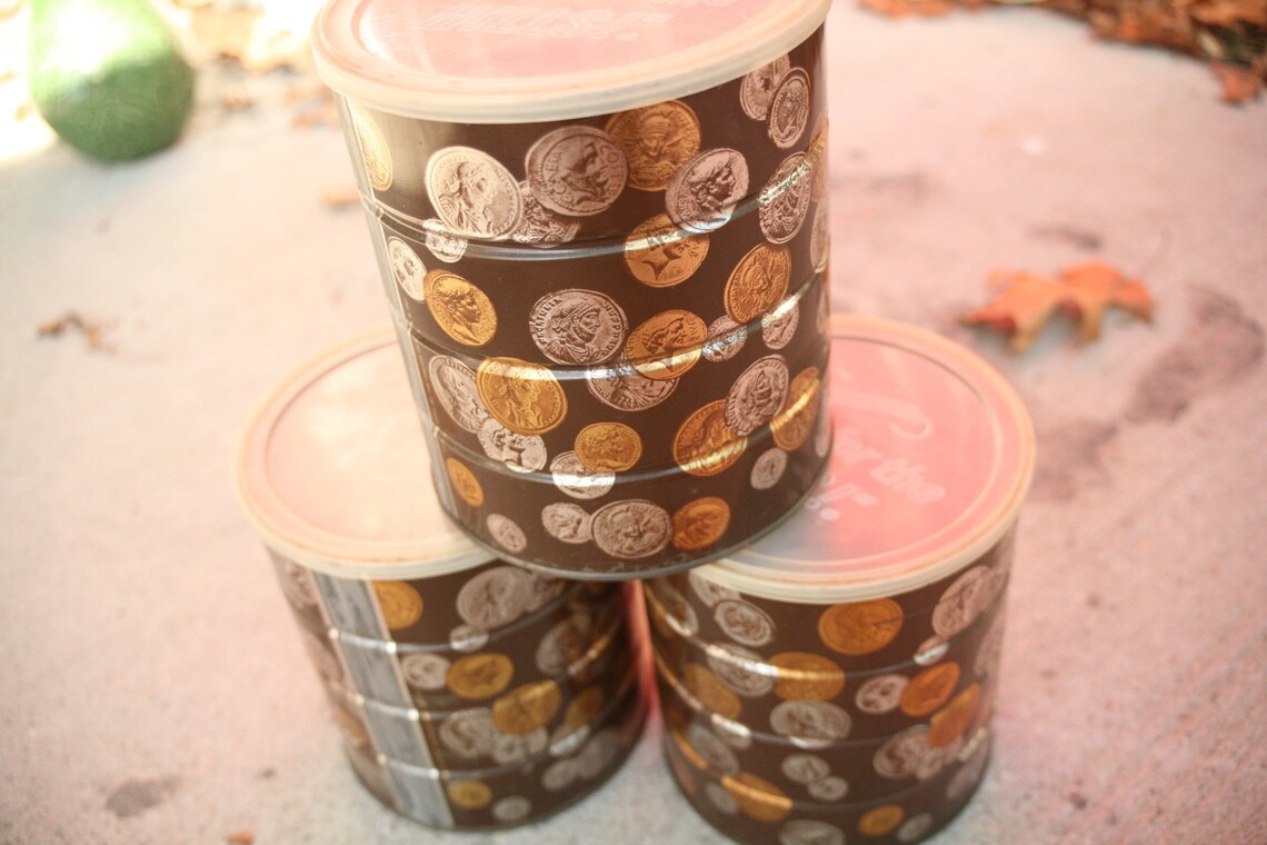 Vintage Coffee Coin Motif Tins Vintage Collectible - Etsy