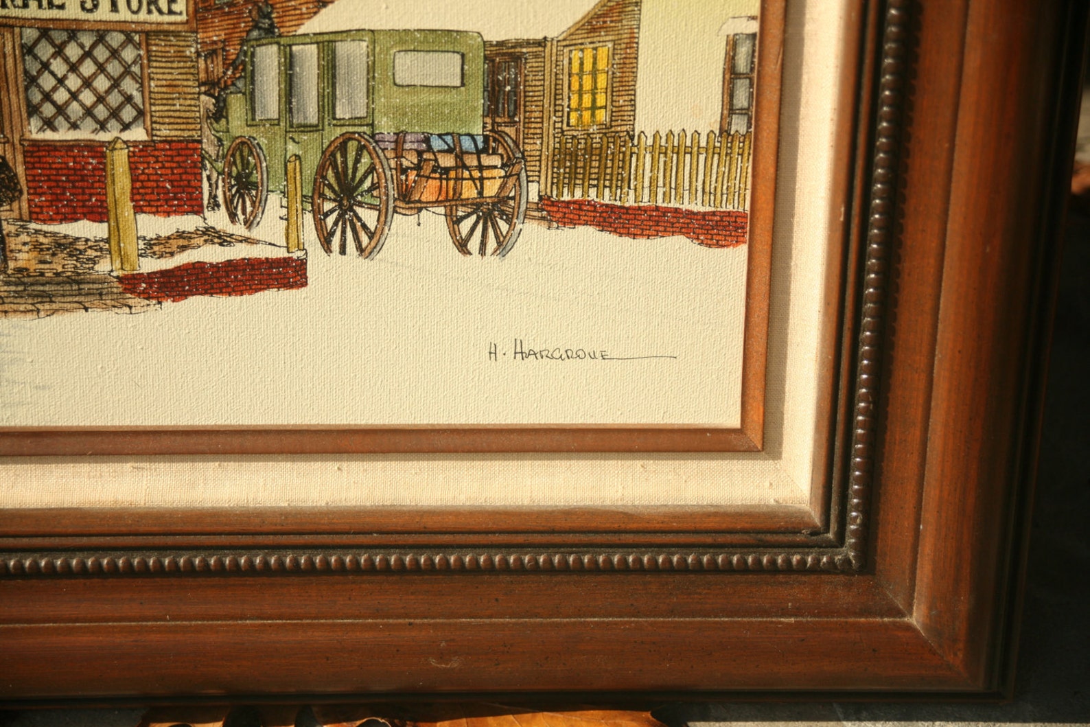 Hargrove signed boy with cart and covered bridge Hargrove | Etsy