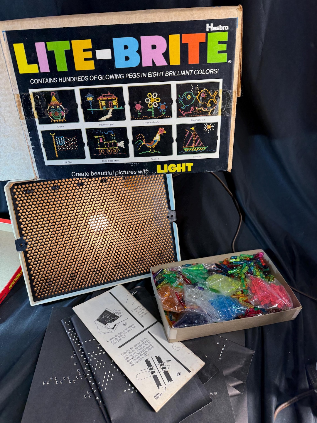 1973 Hasbro Lite Brite, MANY Lite Brite Pegs, Lite Brite, Pattern ...