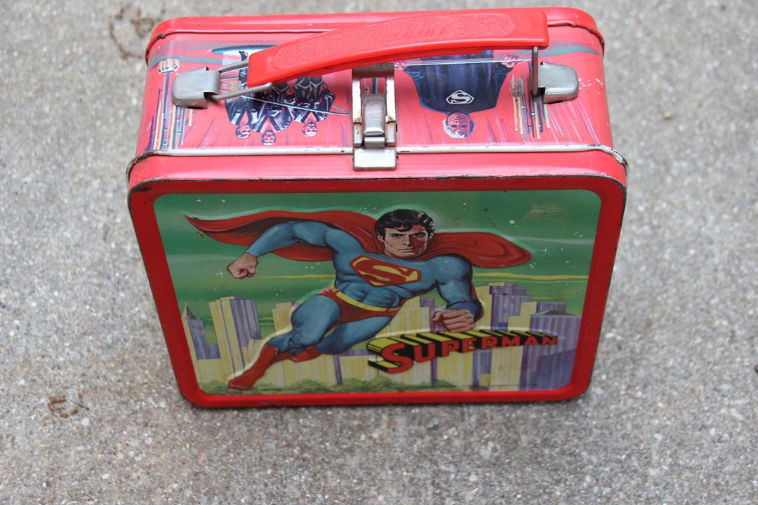 Vintage Super Man Metal Lunch Box, 1978, Super Hero Lunch Box, Collect ...