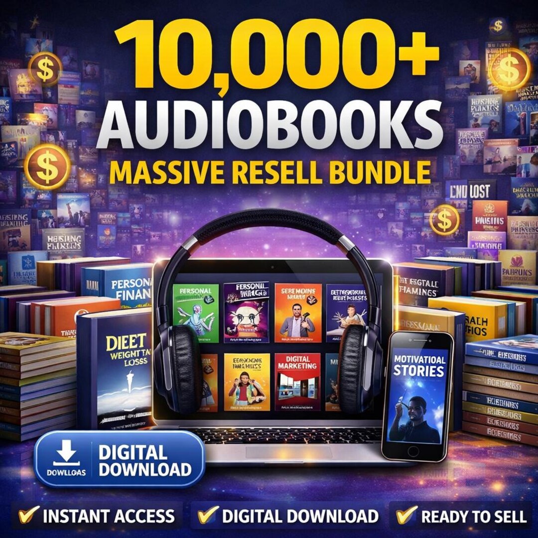 10,000+ Audiobooks Bundle, PLR & MRR Included, Audio Books Collection ...