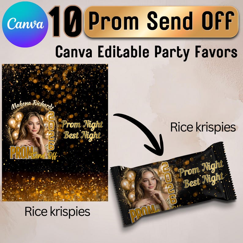 Editable Prom Send off Party Favor Template Bundle, Canva Party Favor ...