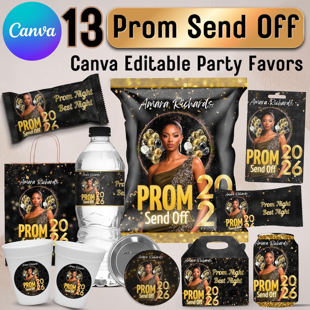 Editable Prom Send off Party Favor Template Bundle, Canva Party Favor ...