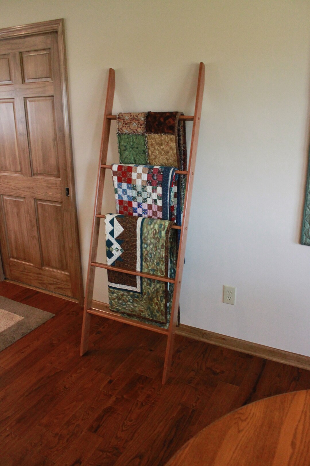 72" Tall Cherry Ladder Quilt Rack, 20", 22", 24" Widths Available, 29 ...