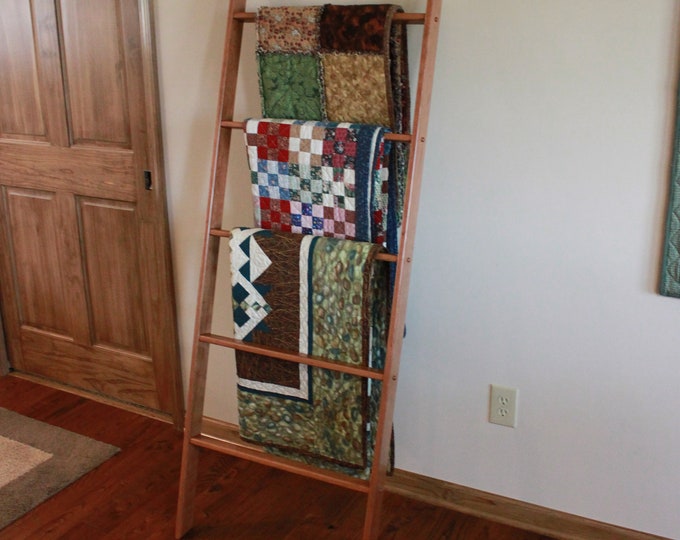 72" Tall Cherry Ladder Quilt Rack, 20", 22", 24" Widths Available, 29 ...