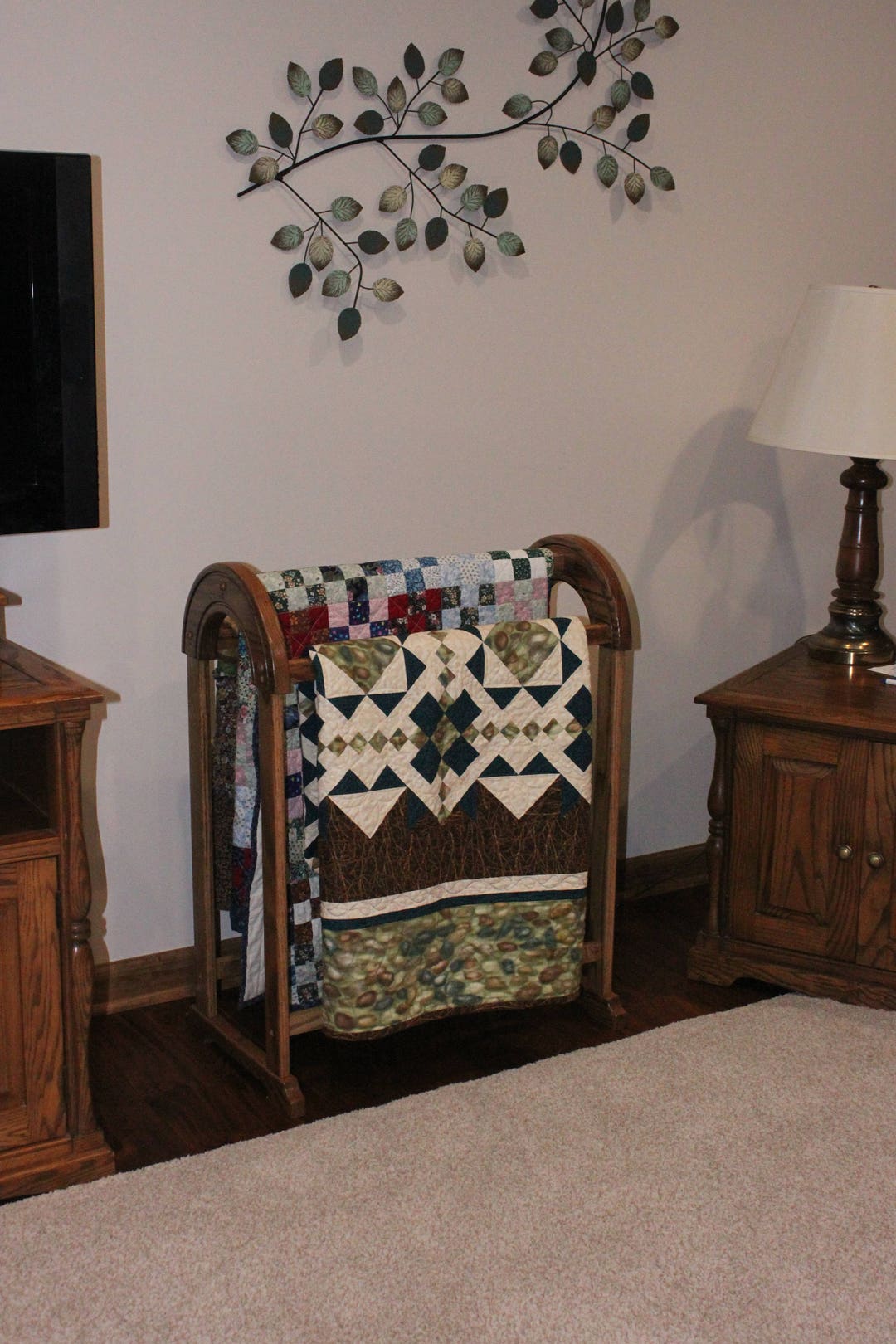 Oak Quilt Rack, Shown in Special Walnut Stain, 29 Colors Available - Etsy