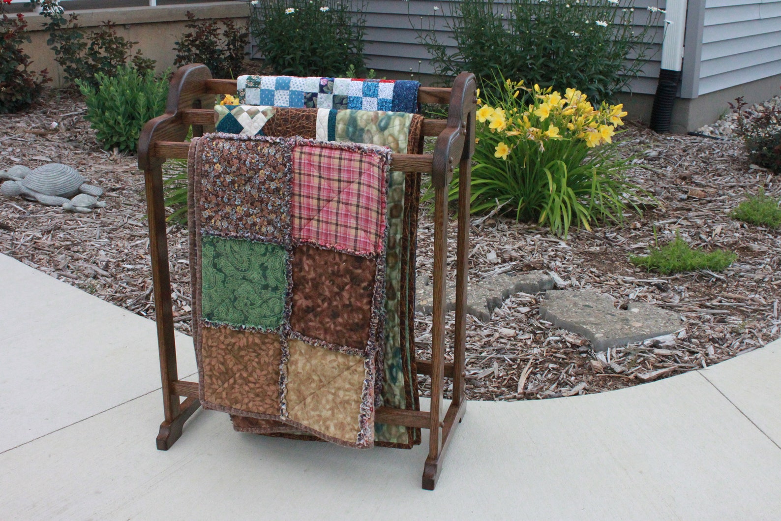 Tiered Oak Quilt Rack Medium Dark Brown Stain 29 Colors to - Etsy