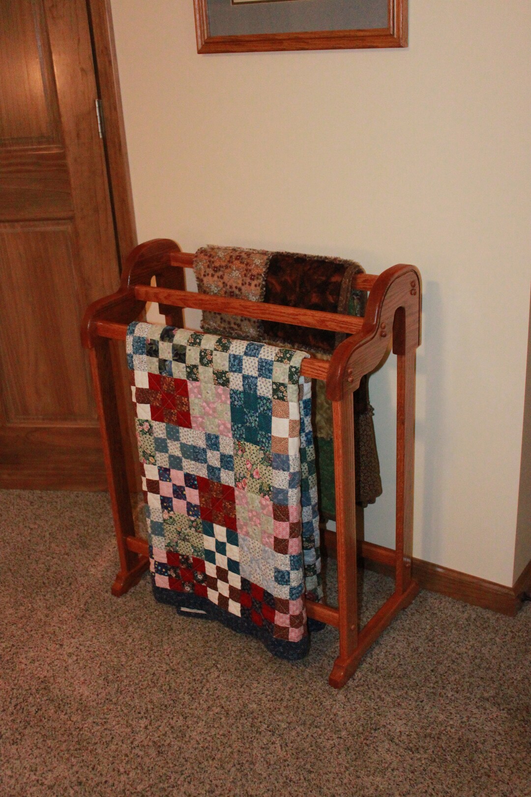 Tiered Cherry Quilt Rack, Shown With #11 Gunstock Stain, 29 Colors to ...