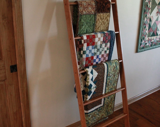 72" Tall Cherry Ladder Quilt Rack, Available in 26", 28", 30" Widths ...