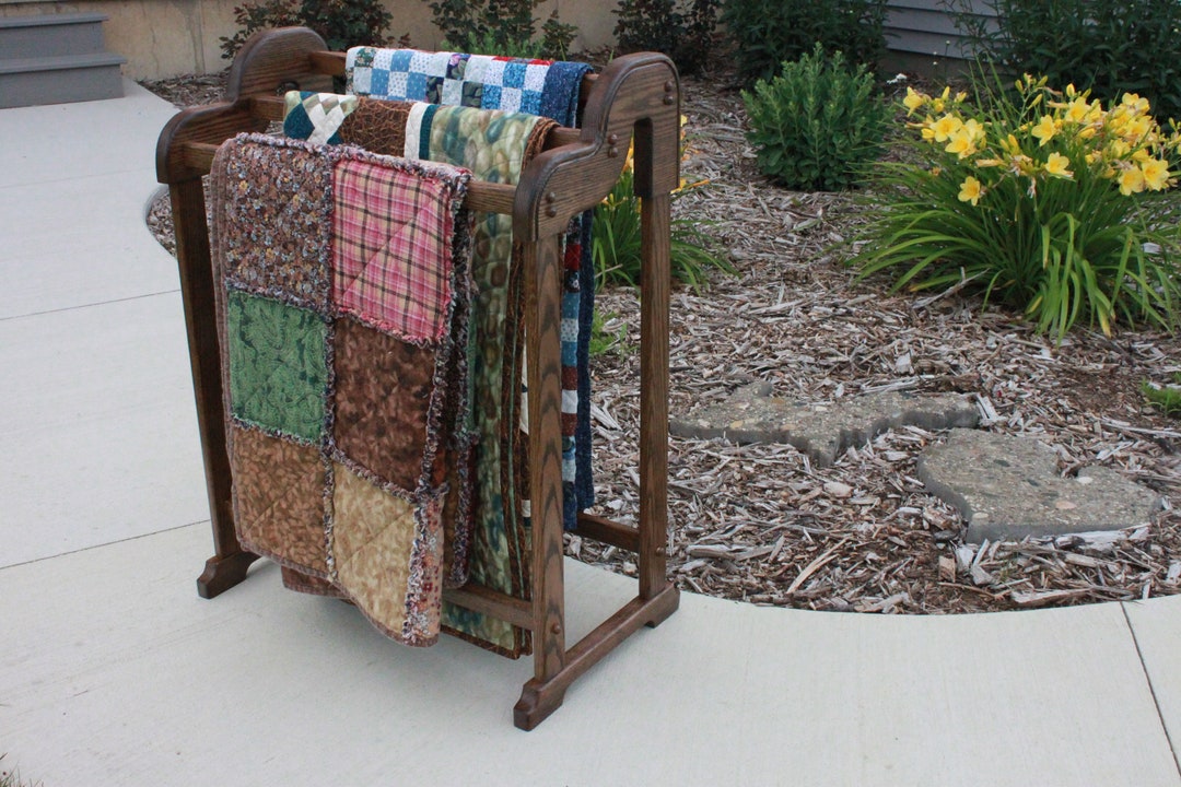 Tiered Oak Quilt Rack, Shown With Medium Dark Brown Stain, 29 Colors to ...