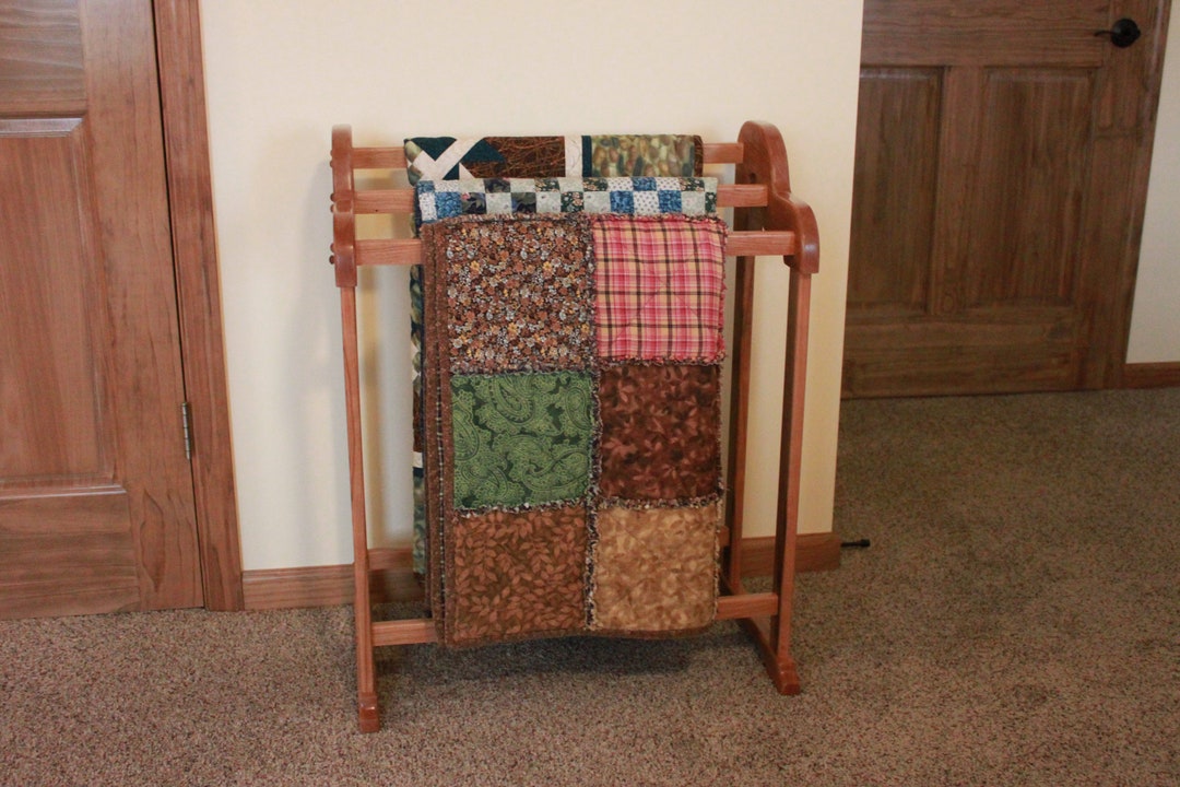 Tiered Cherry Quilt Rack, Shown With #7 Colonial Maple Stain, 29 Colors ...