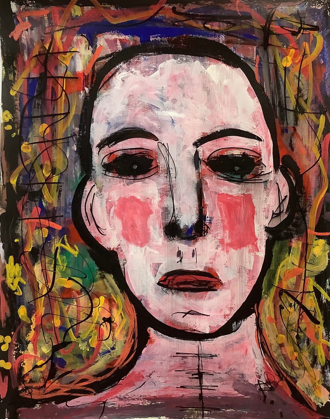 Abstract Painting; Acrylic and Ink Abstract Painting;original Abstract ...