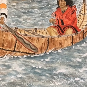 Native American Painting;canoe Painting;birchbark Canoe Painting ...