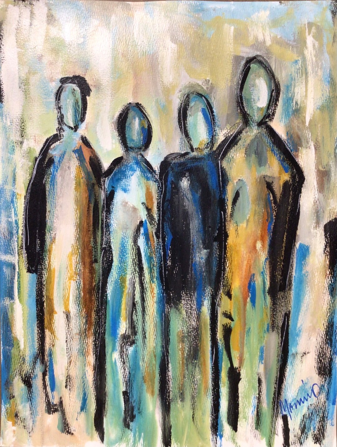 The Committee Acrylic Abstract Painting on Paper (11x14) - Etsy