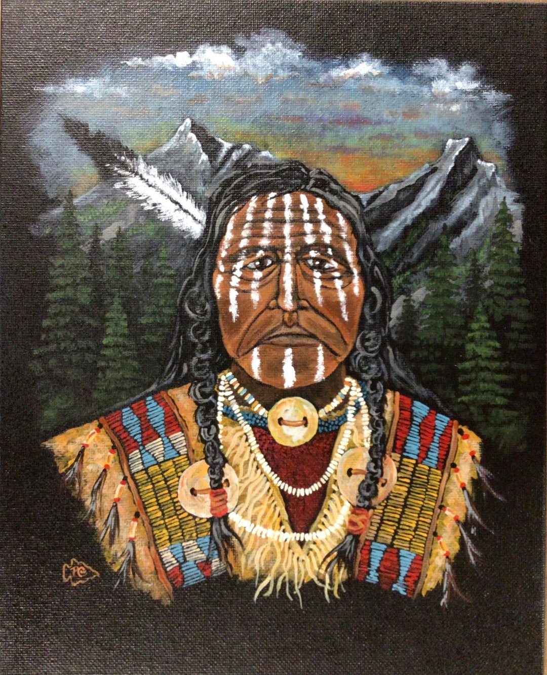 Native American Painting;native American Portrait;western Art;lodge ...