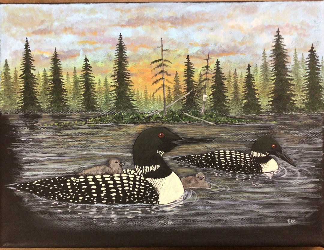 Loon Painting;original Acrylic Painting;lodge Look Art;wilderness ...