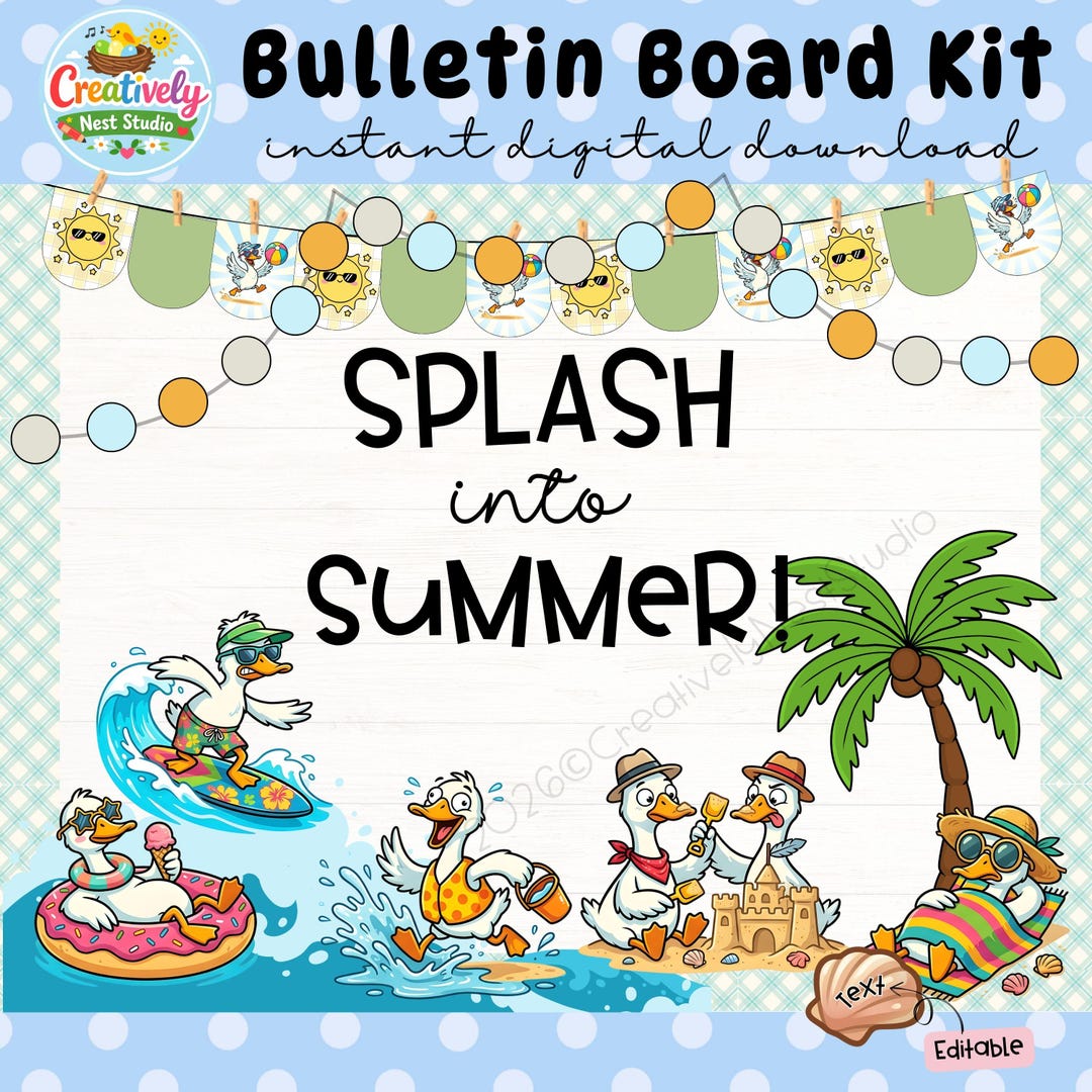 Summer Silly Goose Bulletin Board Kit | Editable Beach Classroom Door ...