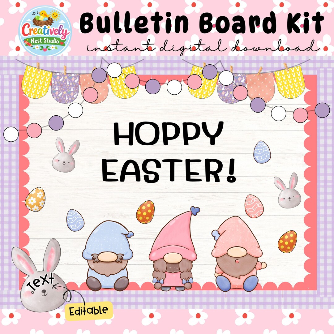 Easter Gnome Bulletin Board Kit | Editable Spring Classroom Door Decor ...