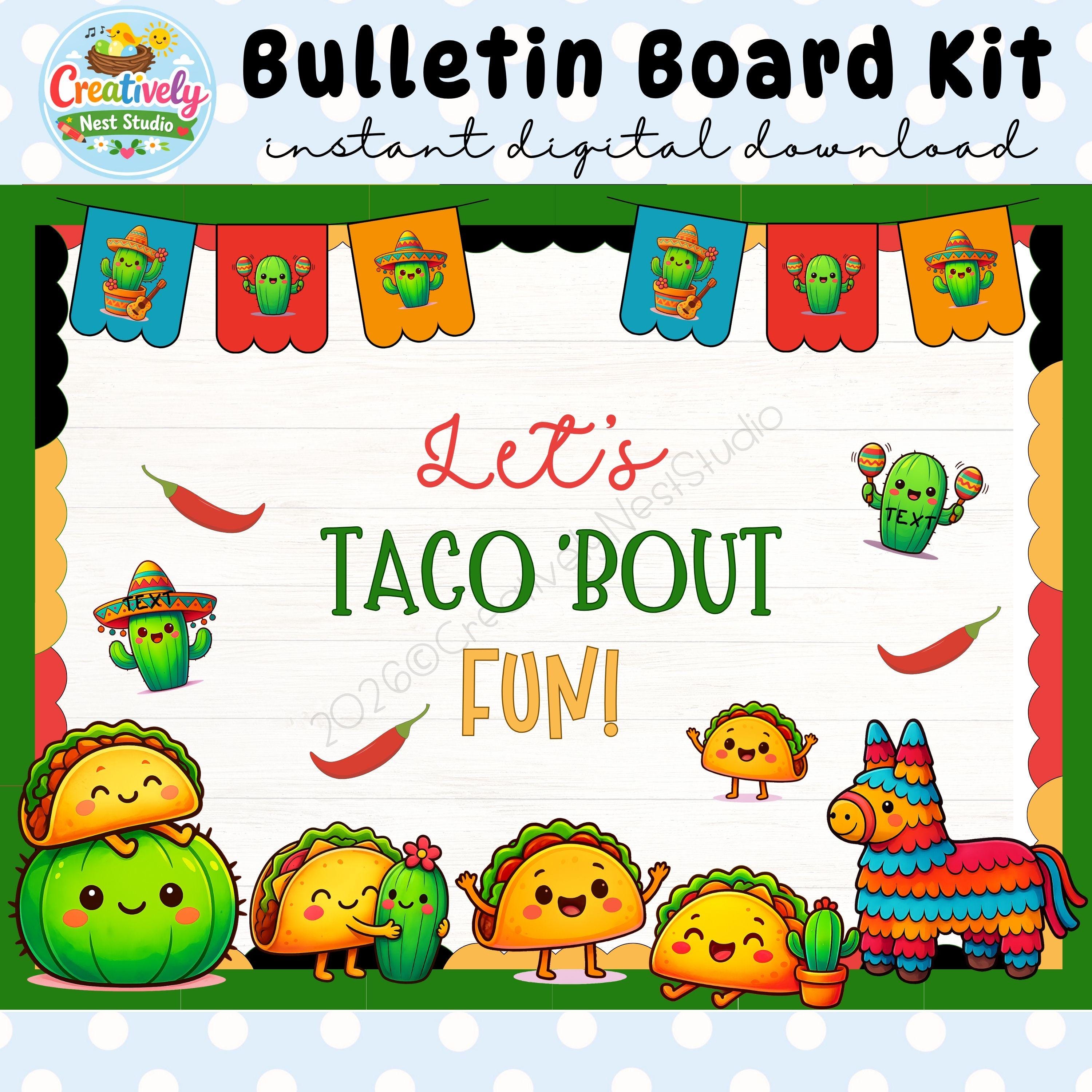 Cinco De Mayo Taco Bulletin Board Kit | Fiesta Classroom Decor Editable ...