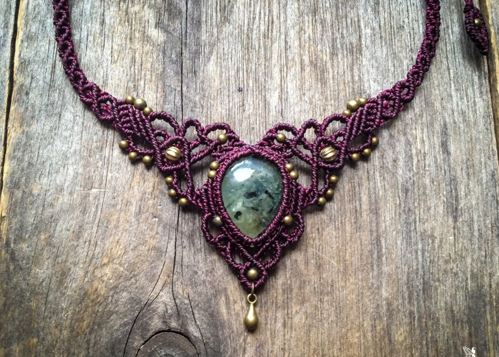 Macrame Necklace Bohemian Tiara Prehnite Boho Chic Jewelry - Etsy