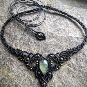 Macrame Necklace Bohemian Tiara Prehnite Boho Chic Jewelry - Etsy