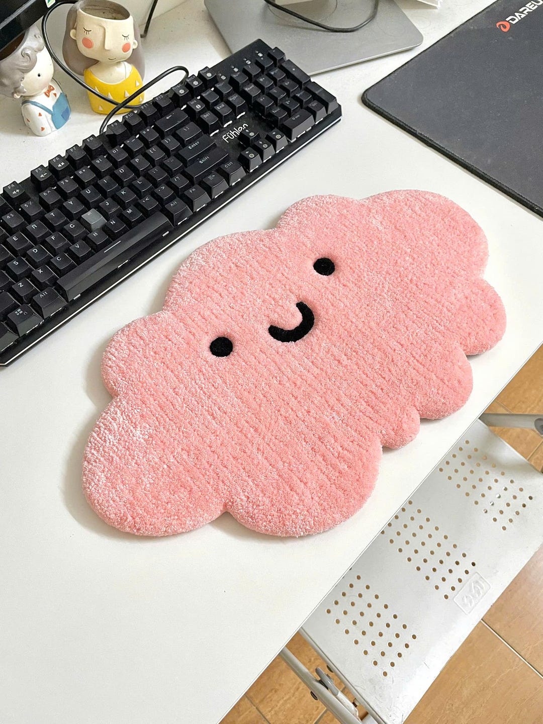 Hand-tufted Smiling Cloud Keyboard Rug – Wrist Rest Desk Decor - Etsy