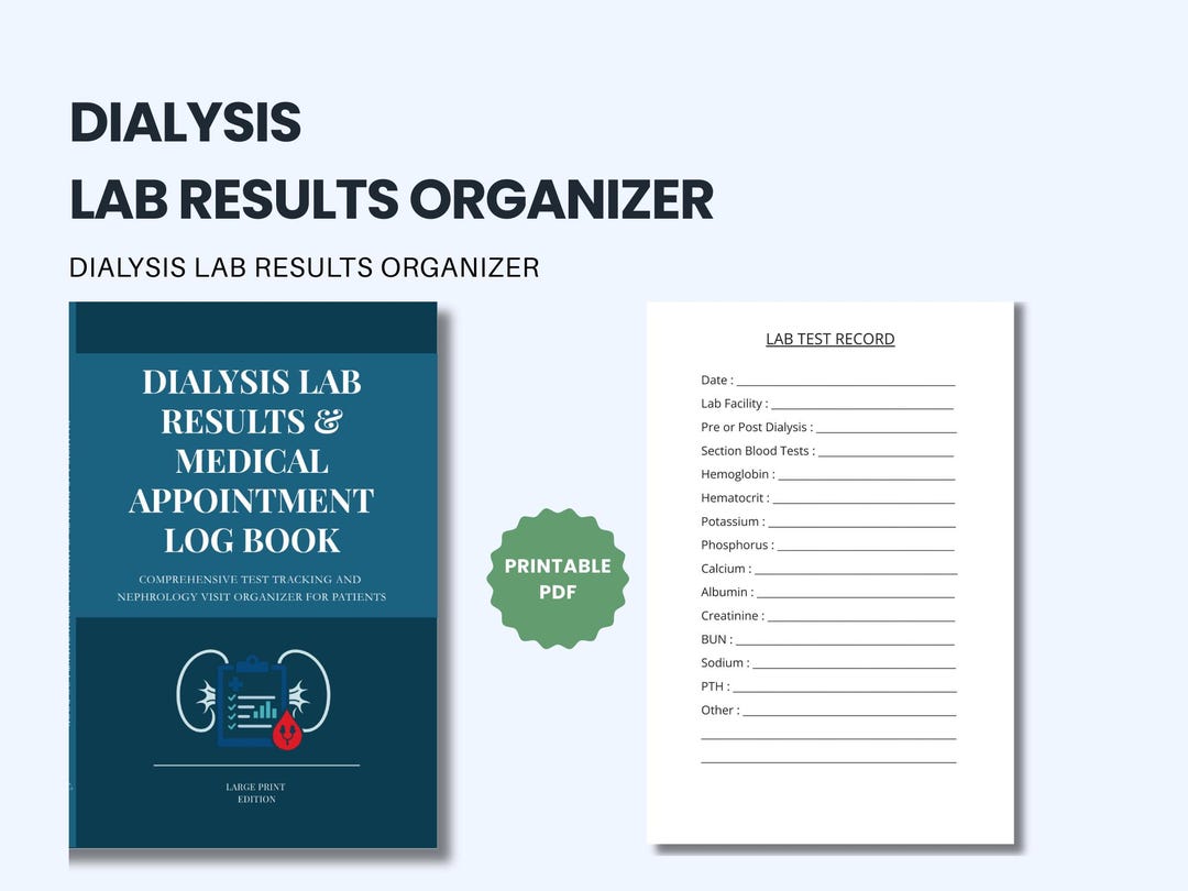 Dialysis Lab Results Organizer Printable | Kidney Disease Medical ...