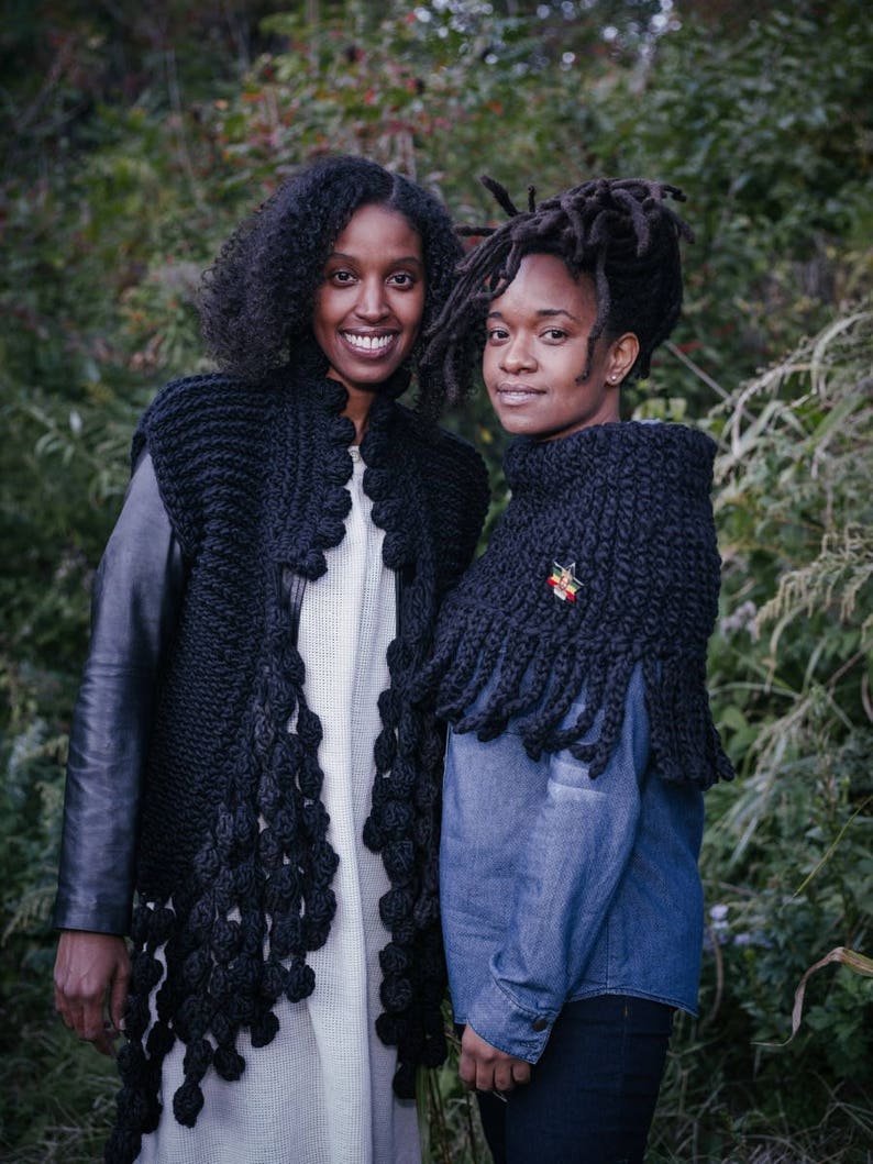 The Konjo Sweater Vest/super Chunky Wool Black Sweater/ Crochet ...