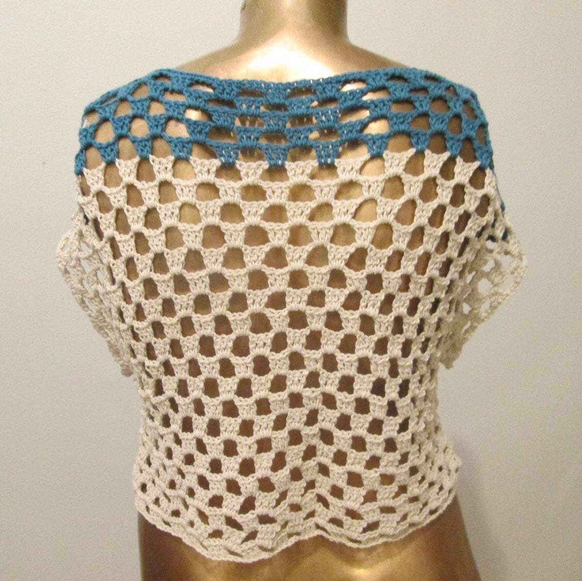 The Boat Tee/organic Cotton Crochet Mesh Tee/festival Crochet Top ...