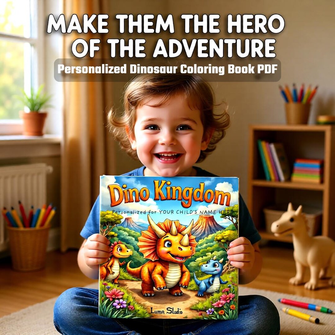 Personalized Dinosaur Coloring Book – Dino Adventure Activity Book (PDF ...