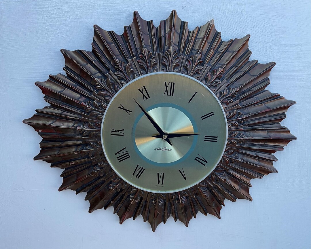 Seth Thomas Starburst Clock - Large French Style Plaster Wall Clock - Etsy