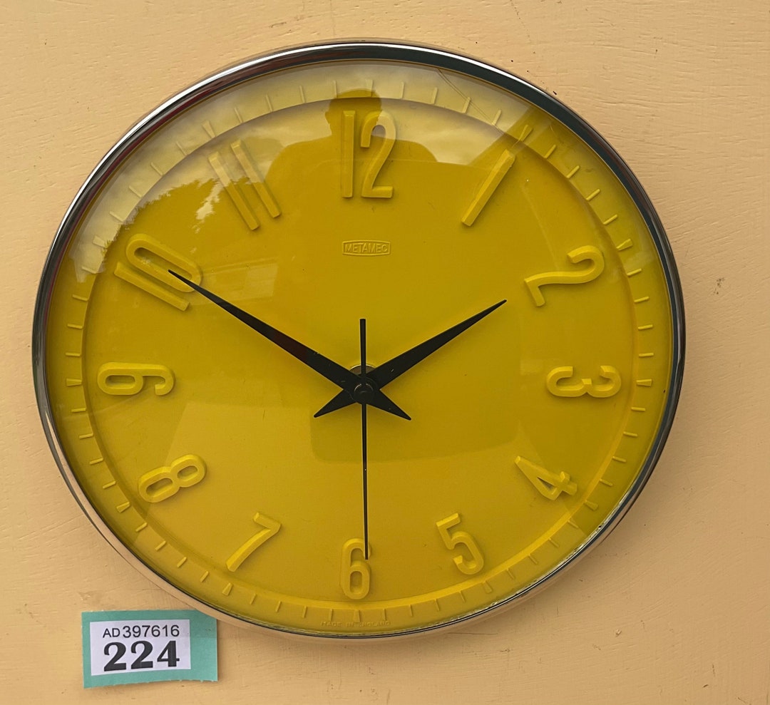 Vintage Yellow Metamec Retro Kitchen Wall Clock - Etsy