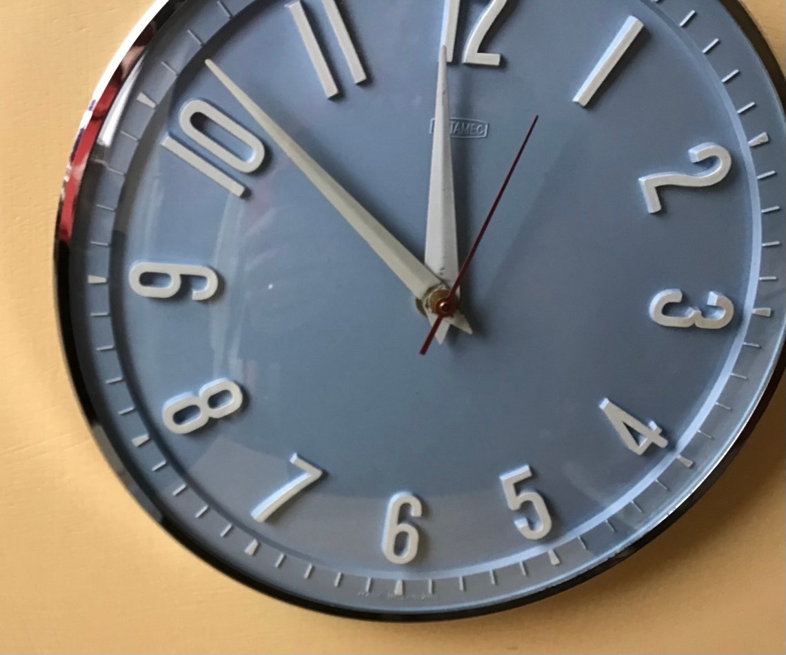 Metamec Vintage Recycled Kitchen Wall Clock Blue - Etsy