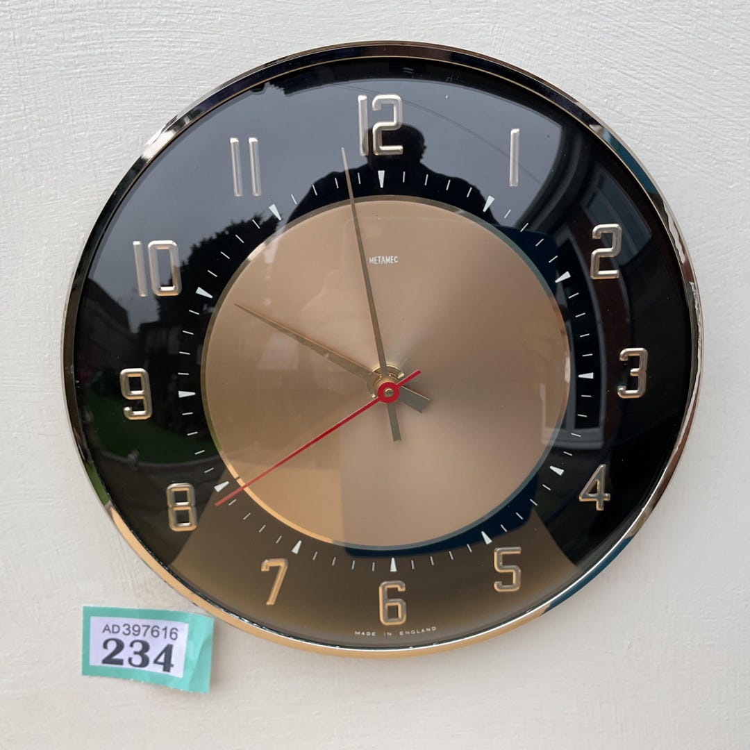 Vintage Metamec Wall Clock Black and Copper Kitchen Wall Clock Battery ...