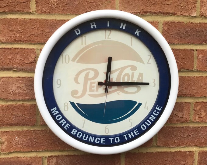 Large Pepsi Cola Wall Clock - Pepsi Cola Advertising Clock - Blue Pepsi ...