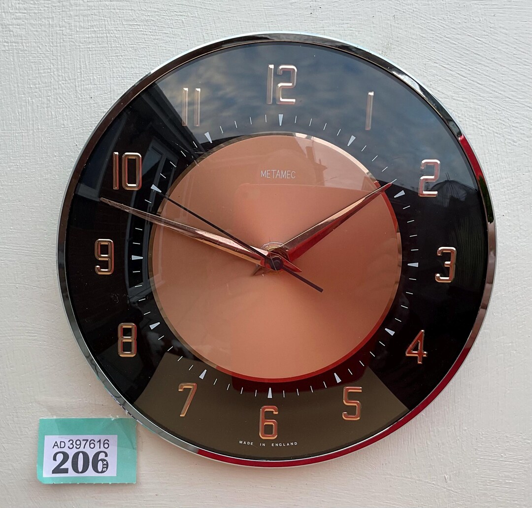 Vintage Metamec Wall Clock - Black and Copper Kitchen Wall Clock ...