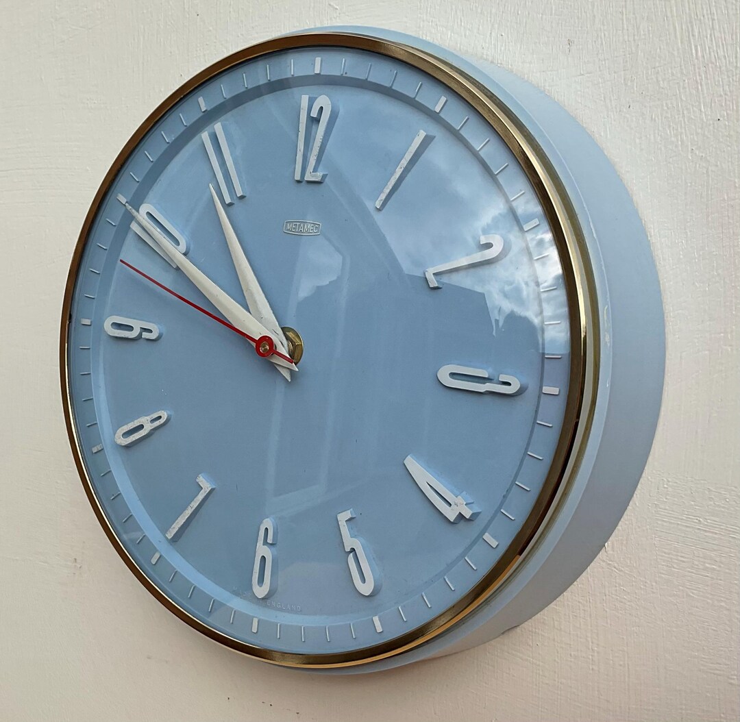 Metamec Blue Wall Clock - Recycled Blue Kitchen Clock - Etsy