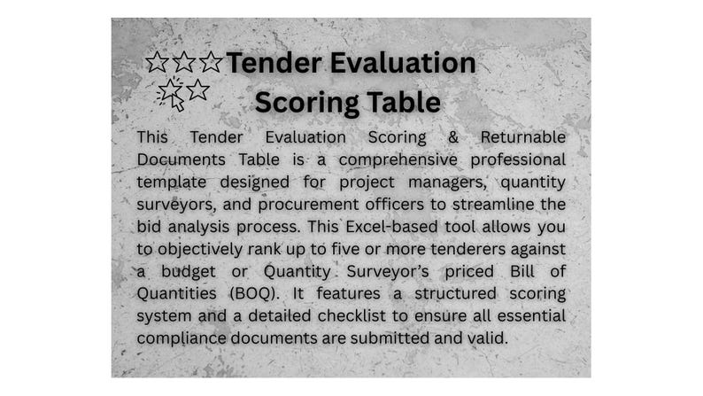 Tender Evaluation Scoring Template - Etsy UK