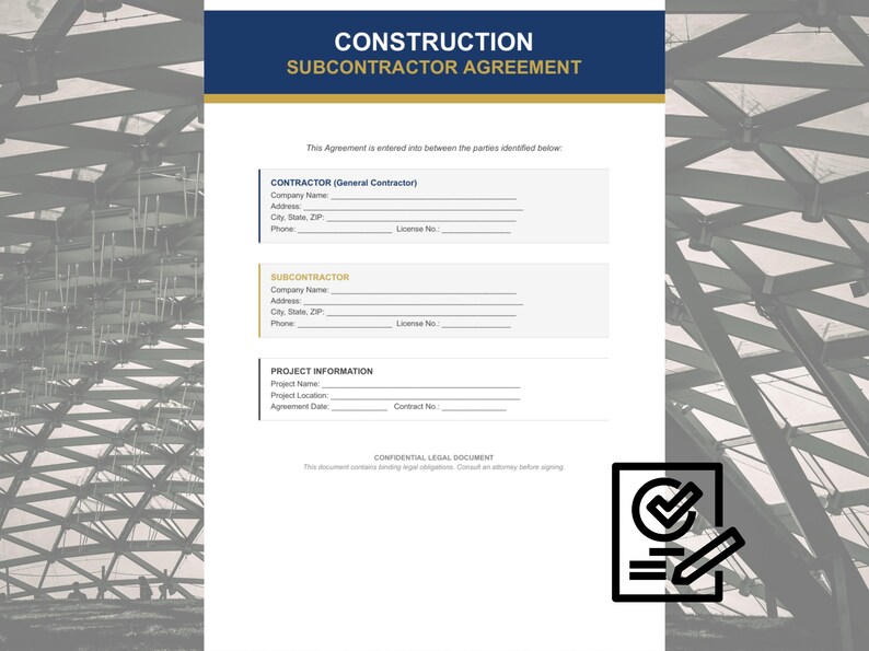 Subcontractor Agreement Template | US Construction | Editable Word Doc ...