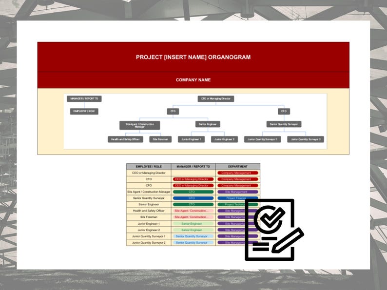 Construction Project Organogram Template - Etsy