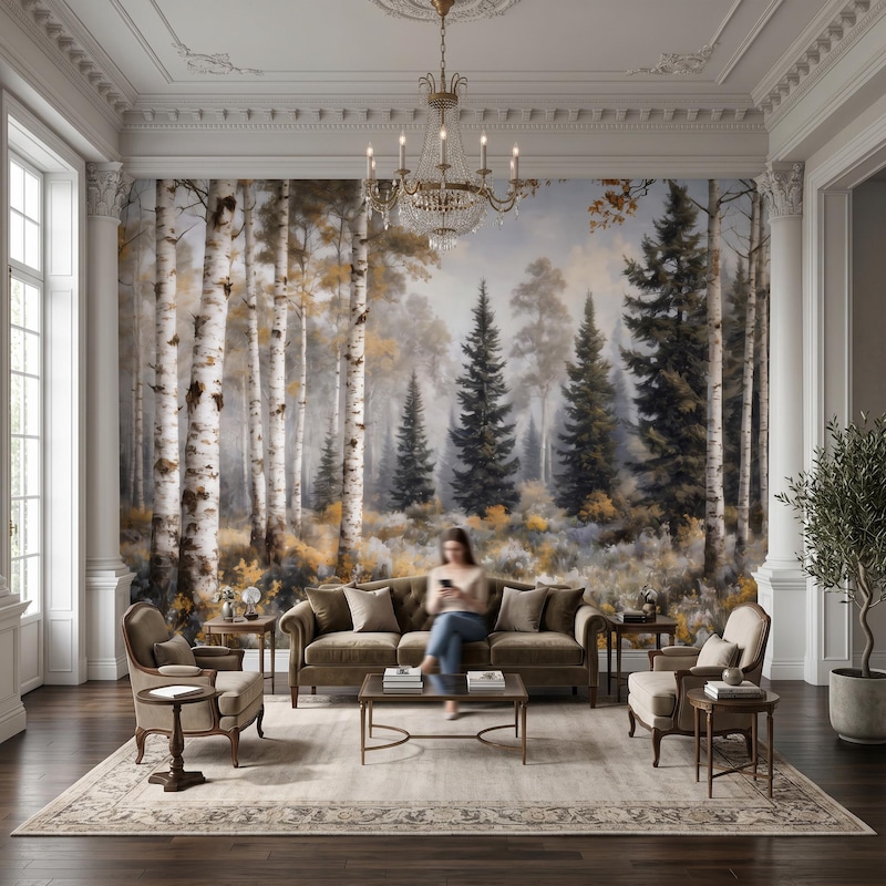 Bathroom Wallpaper Forest - Etsy