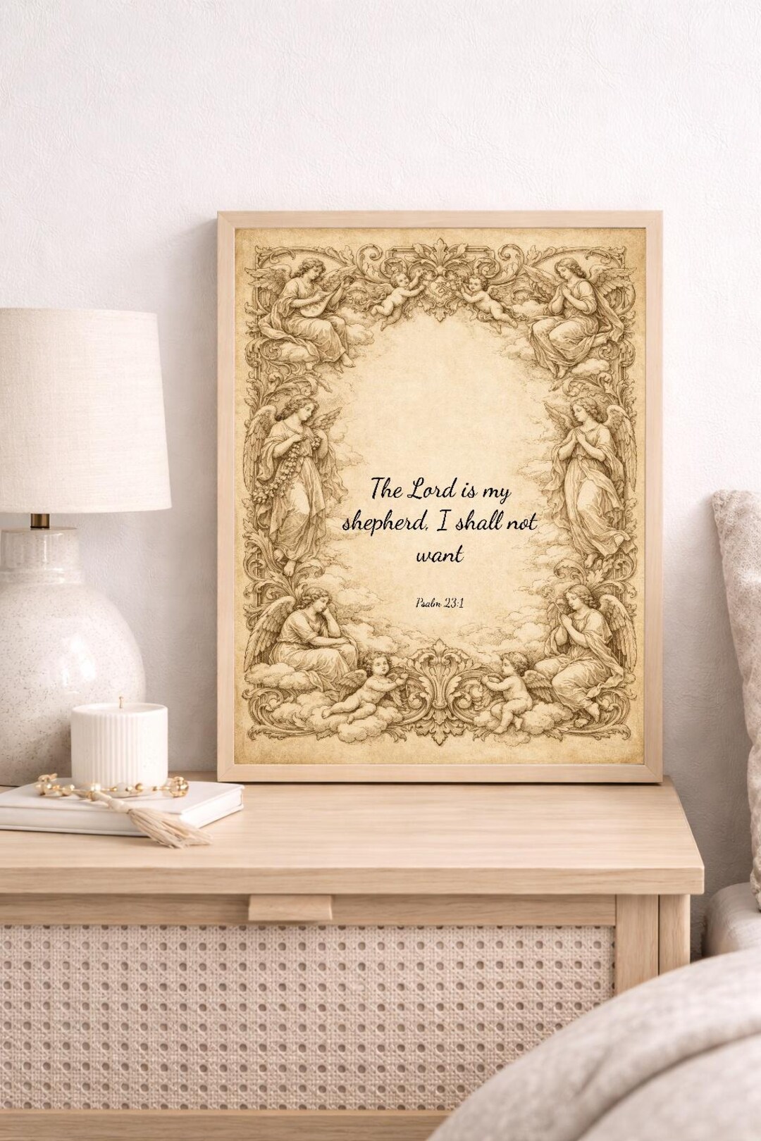 Psalm 23:1 Bible Verse Wall Art Printable | Ornate Angel Scripture ...